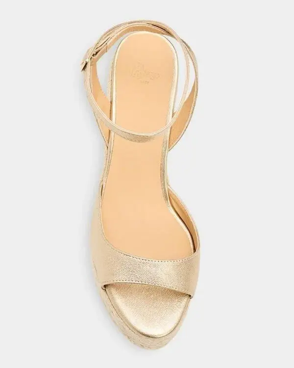 AGS X CASTANER 110mm Brook Metallic Leather Platform Espadrille Sandals
