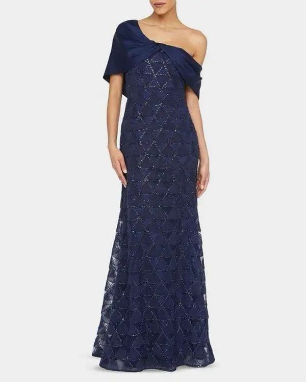 Theia Anabella Textured Tulle Gown