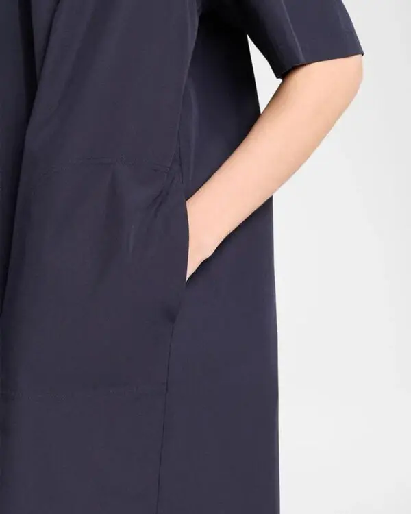 Lafayette 148 New York Pleated Cotton Shift Shirtdress