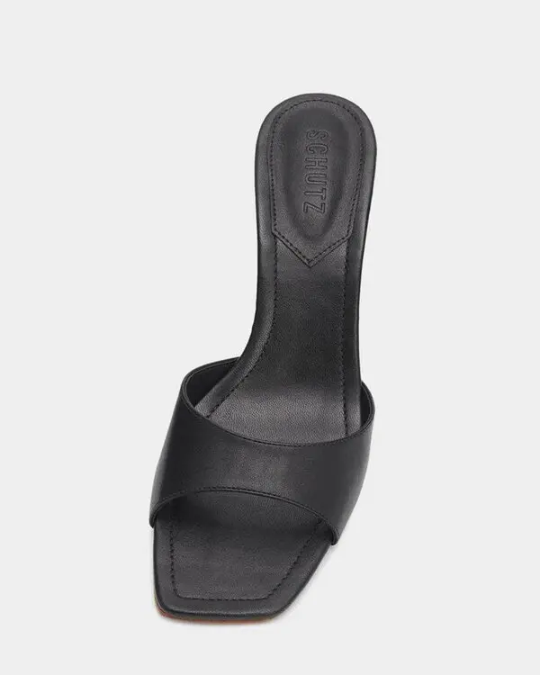 Schutz 75mm Leena Leather Bamboo-heel Mules