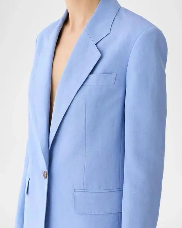 Lafayette 148 New York Single-button Pick Stitch Blazer - Iris