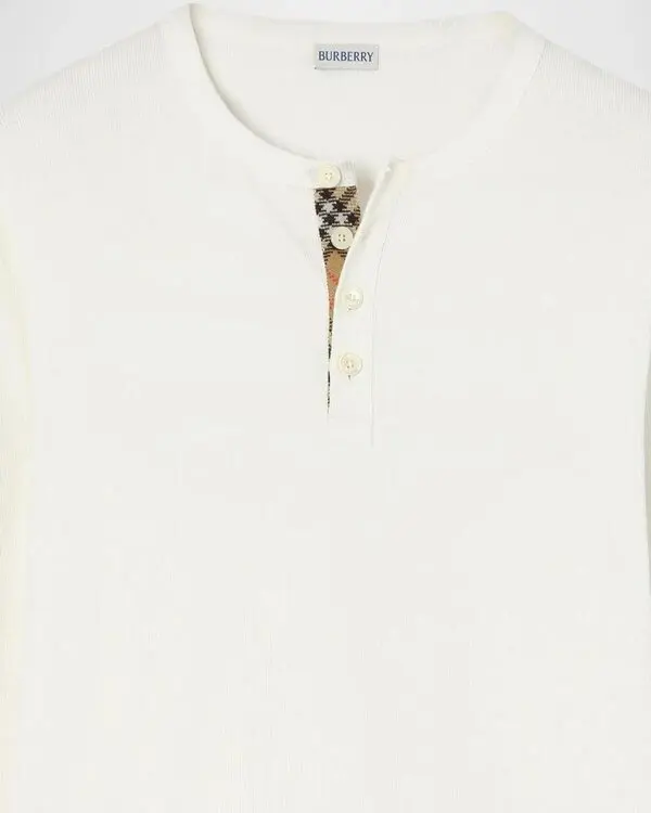 Burberry Apos;s Check-placket Long-sleeve Henley T-shirt