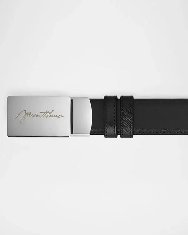 Montblanc Apos;s Cursive Plate-buckle Reversible Leather Belt
