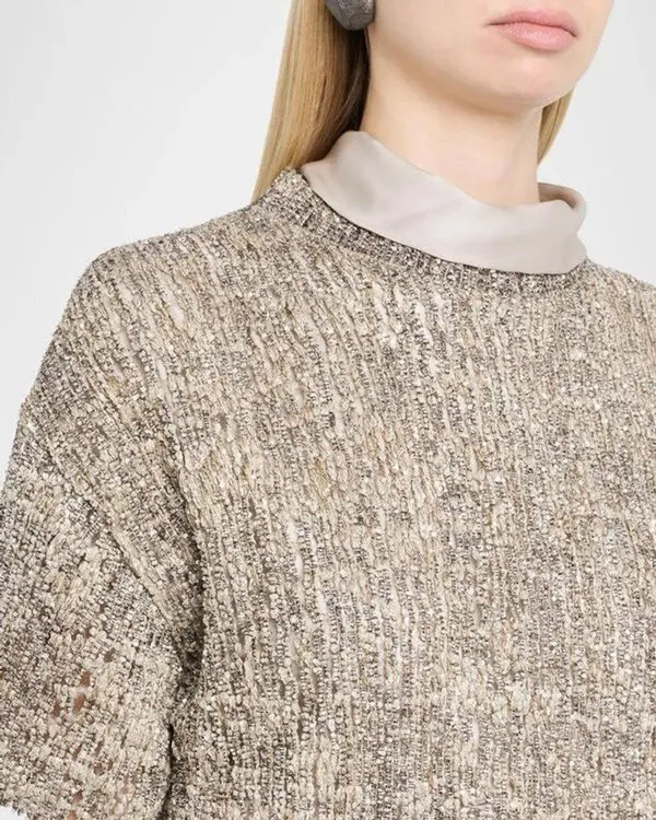 Brunello Cucinelli Couture Metallic Mohair Top