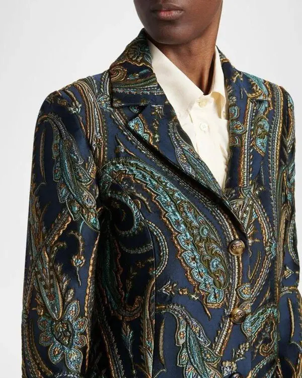 Etro Paisley Jacquard Single-breasted Long Coat - Var. Multi