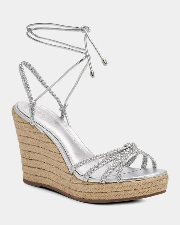 Schutz Adele 95mm Leather Ankle-wrap Wedge Sandals