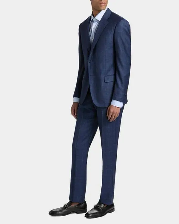 Emporio Armani Windowpane Plaid Single-breasted Wool Suit