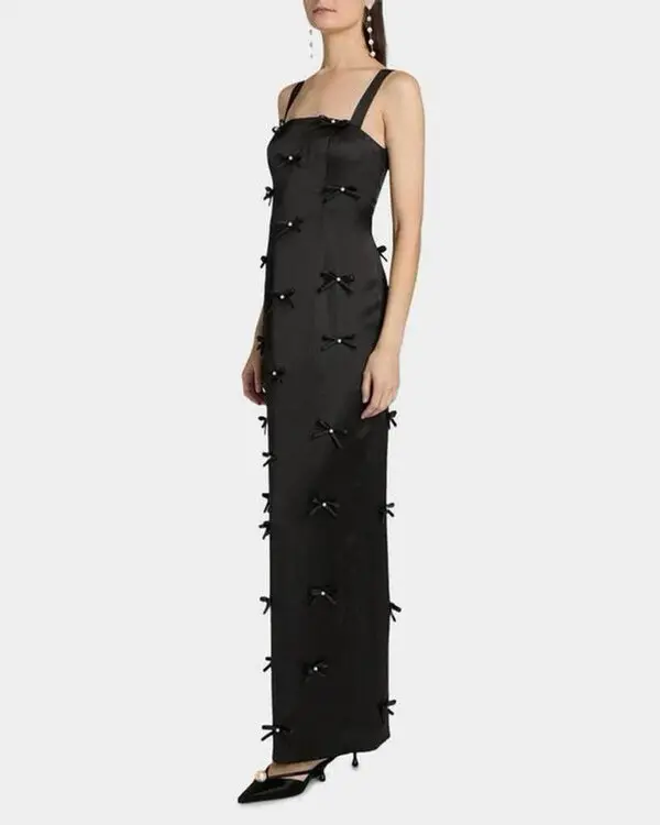 AS IT MAY Amora Embellished Bow Satin Gown