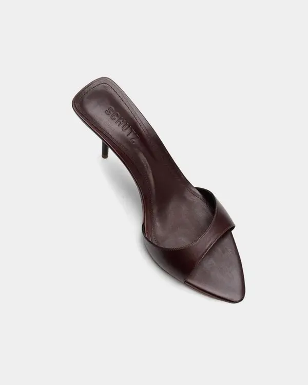 Schutz 75mm Elodie Leather Mules