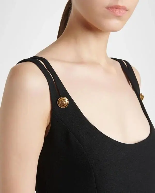 Versace Grain De Poudre Wool Midi Sheath Dress