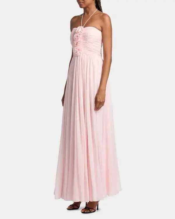 AS IT MAY Rosette-detail Polka Dot Gown
