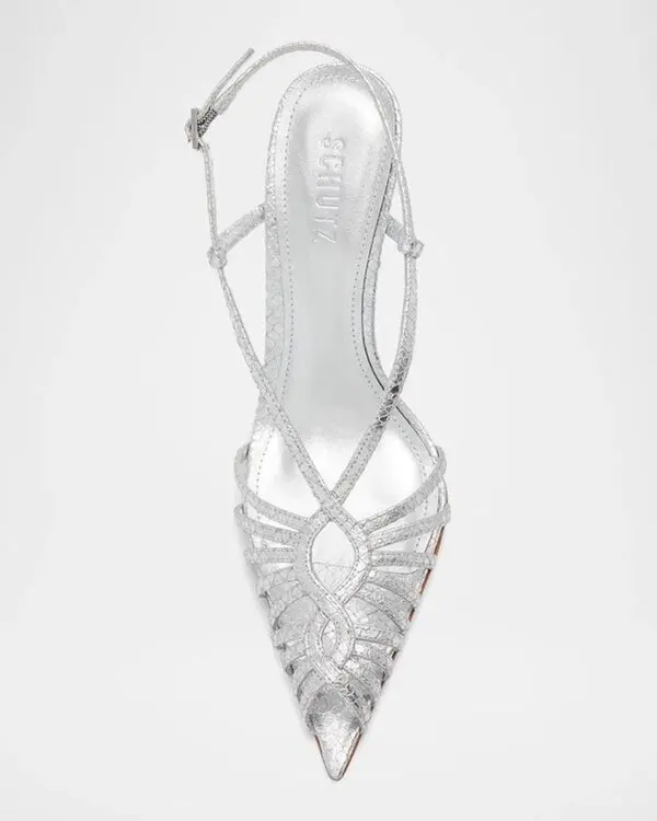Schutz Seraphine 110mm Snakeskin-embossed Leather Peep-toe Sandals