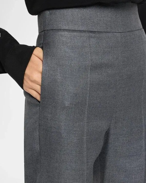 Valentino Garavani High Rise Wool-silk Straight-leg Trousers - Deep Stone