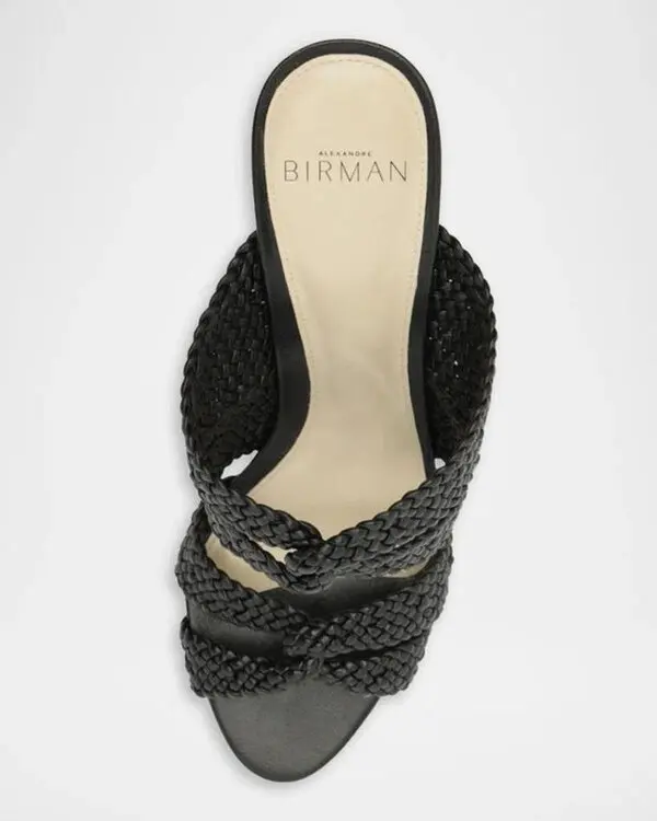 ALEXANDRE BIRMAN 85m Sabrina Woven Leather Mules
