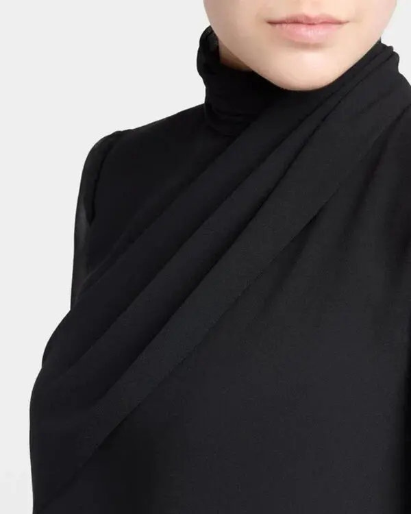 Valentino Garavani Mock-neck Draped Silk Georgette Mini Dress - Nero