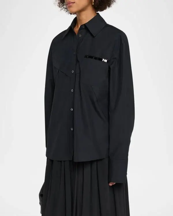 3.1 Phillip Lim Embellished Oversized Poplin Shirt
