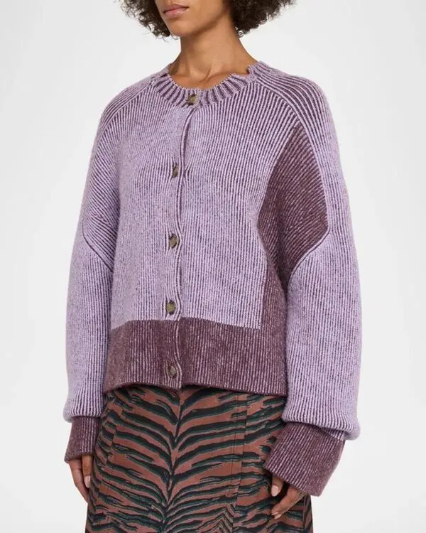 3.1 Phillip Lim Oversized Bi-color Alpaca-blend Cardigan - Orchid-esp