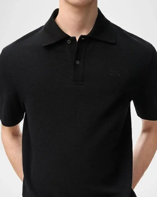 Loewe Apos;s Cotton Pique Polo Shirt - Black