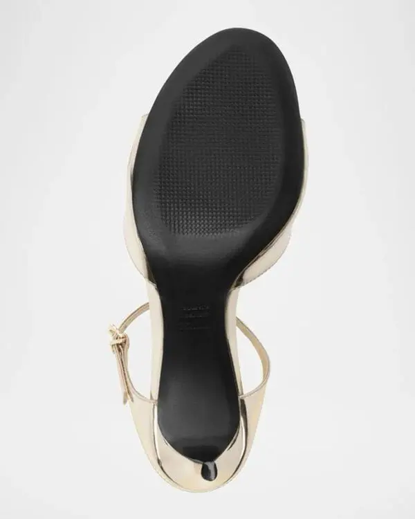 Schutz 75mm Lyra Metallic Leather Sandals - Platinum