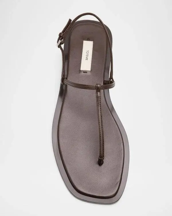 TOTEME T-strap Nappa Leather Flat Thong Sandals