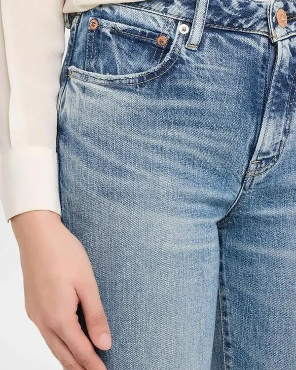 Moussy Vintage Washed Denim Mid-rise Flared Jeans