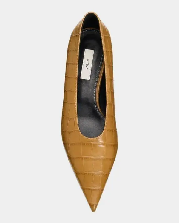 TOTEME 35mm Sharp Croc-embossed Leather Pumps