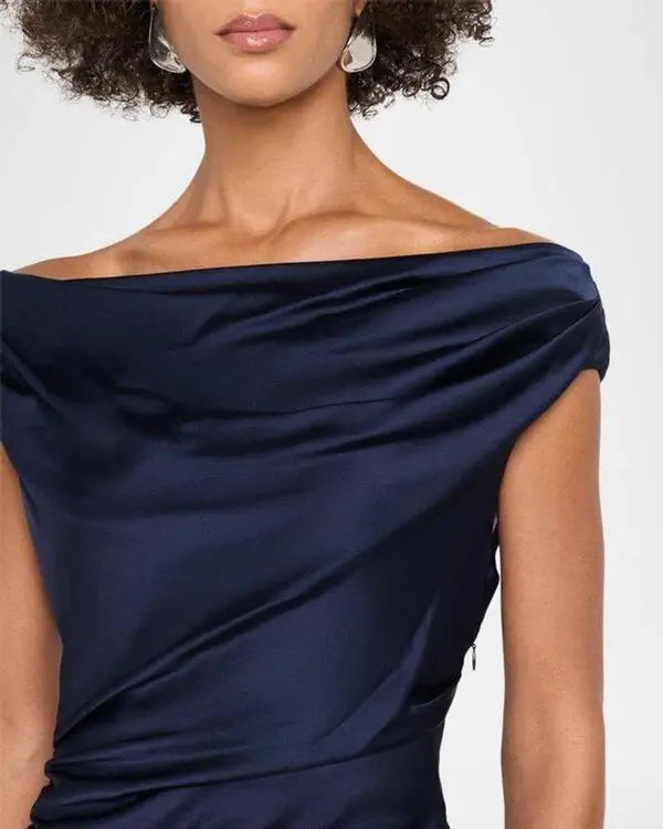 Simkhai Elinne Draped Off-shoulder Column Gown - Midnight