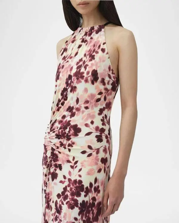 Simkhai Cerin Floral-print Jersey Halter Maxi Dress
