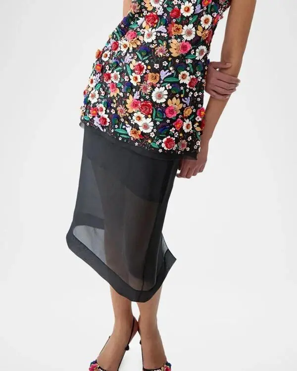 Carolina Herrera Silk Knee Length Skirt
