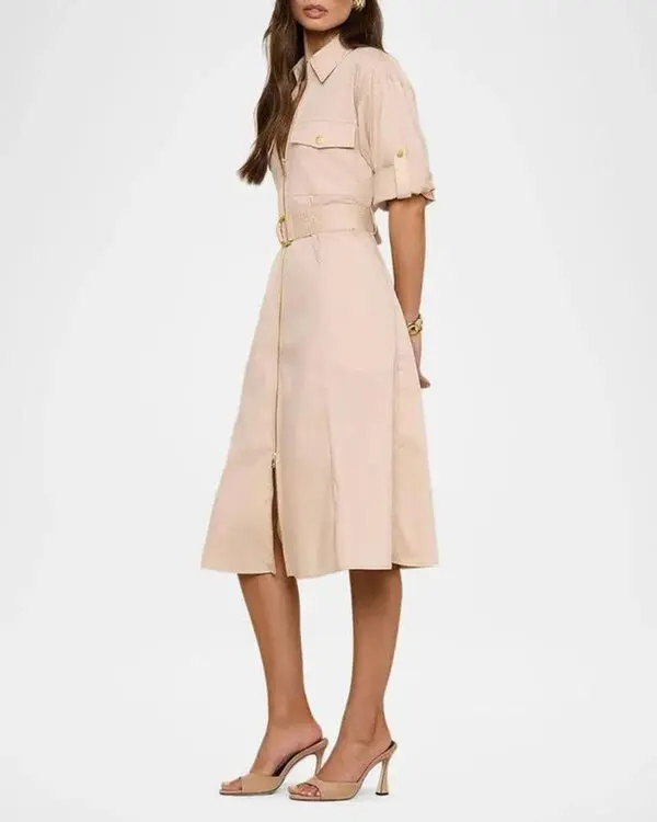 L & APOS;AGENCE Callen Belted Midi Shirtdress