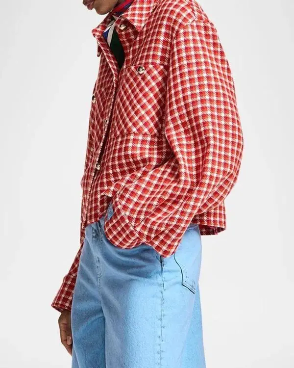 Essentiel Antwerp Check Wool-blend Jacket With Patch Pockets
