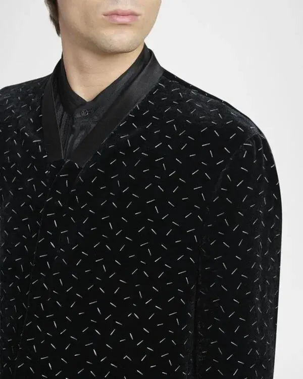 Giorgio Armani Apos;s Stamped Silk-blend Velvet Blazer