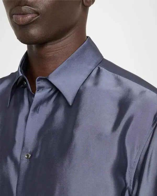 Giorgio Armani Apos;s Iridescent Wool-blend Shirt - Graphite