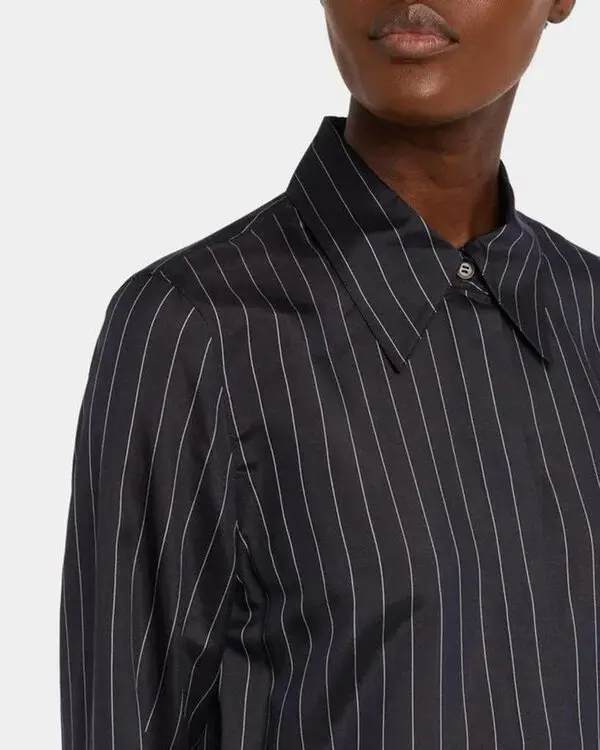 Lafayette 148 New York Pinstripe Button-front Blouse