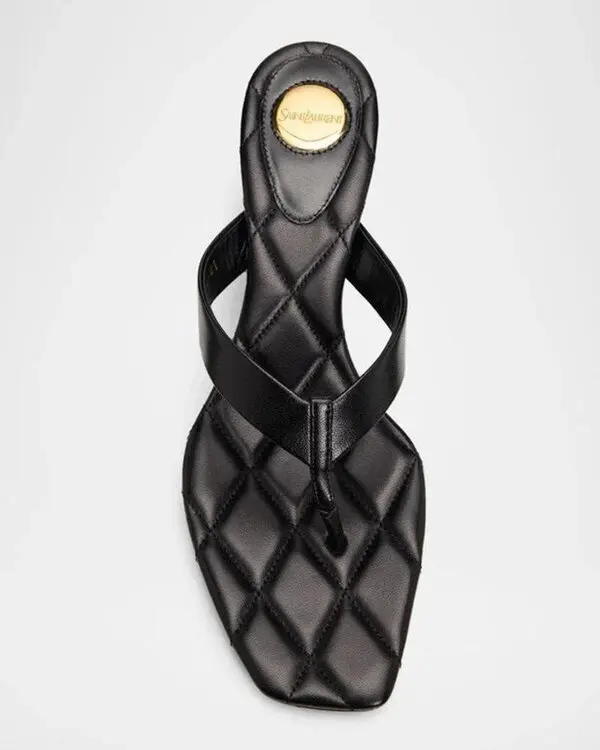 Saint Laurent Leather Thong Sandals W/ Plexi Heel