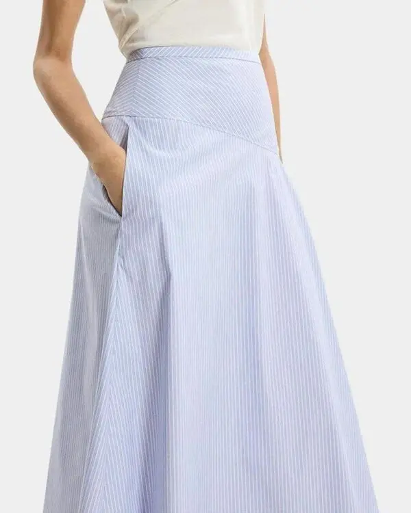 Theory Striped Cotton-blend Maxi Skirt