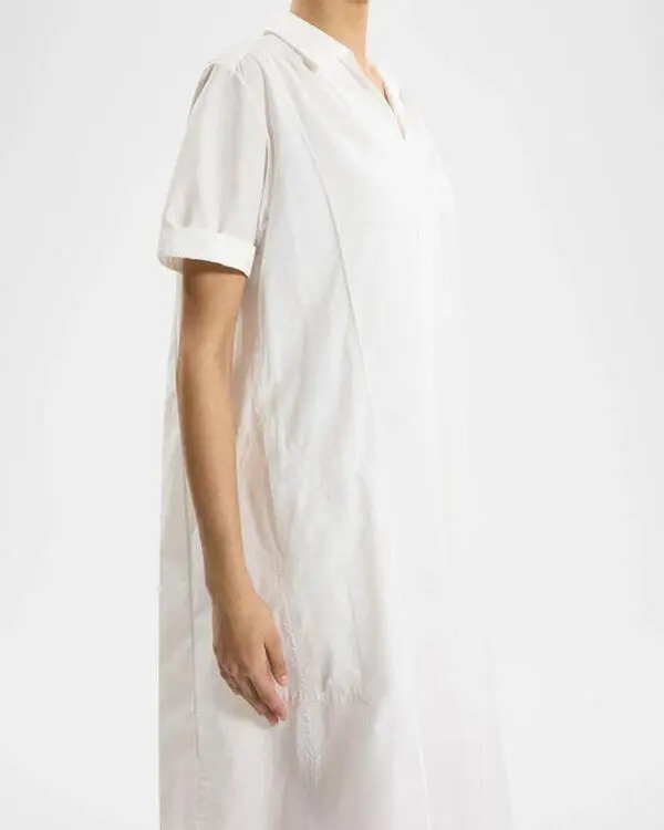 Theory Short-sleeve Poplin Popover Maxi Dress - White