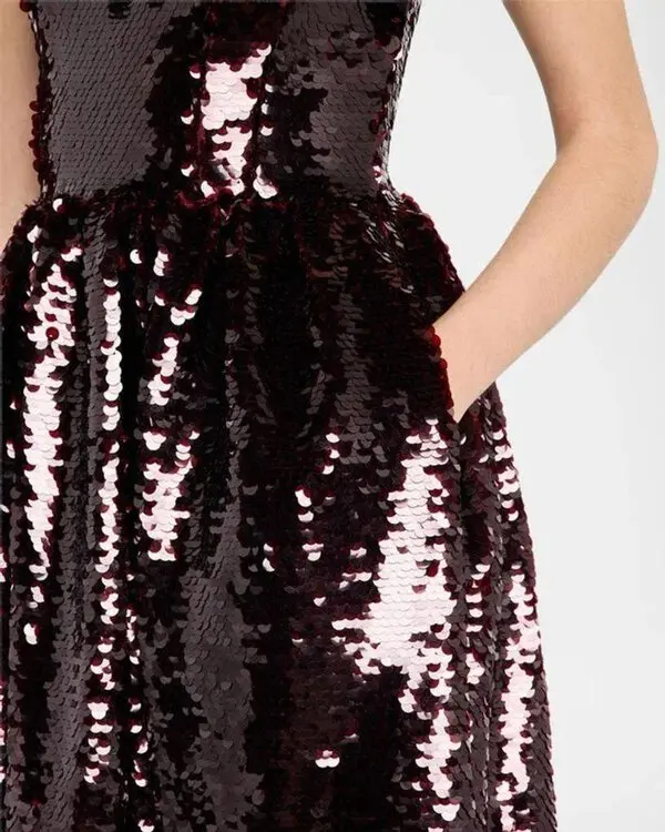 Simone Rocha Gathered Sleeve Bow Sequined Fit-and-flare Midi Dress