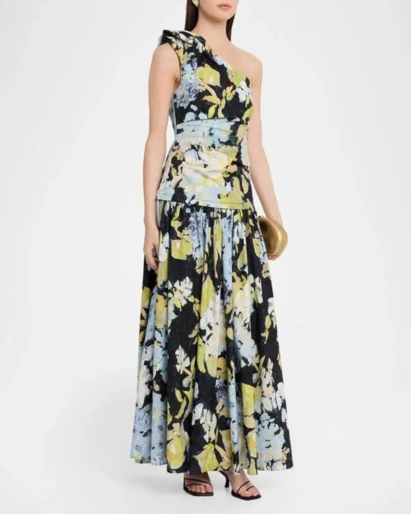 Acler Benetti Floral One-shoulder Maxi Dress