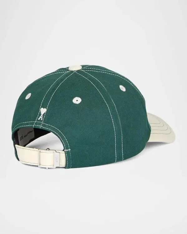 AMI Paris Apos;s Embroidered Logo Bicolor Baseball Cap