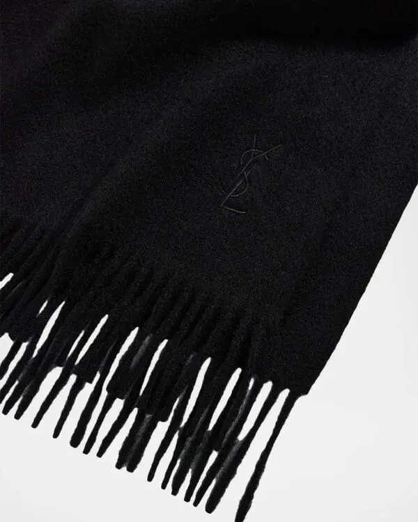 Saint Laurent Apos;s Cashmere Embroidered-cassandre Scarf