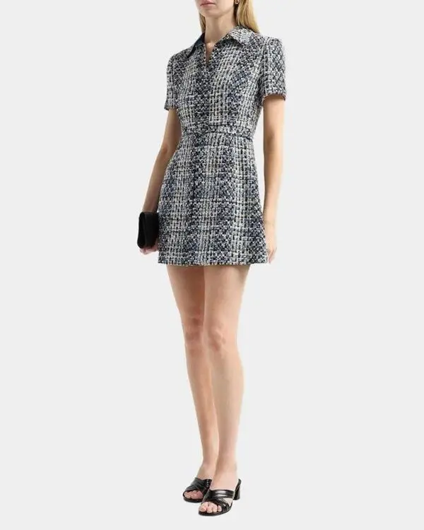 Oscar De La Renta Collared Tweed Mini Dress
