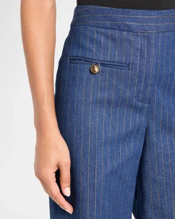 Veronica Beard Ledger Striped High-rise Wide-leg Pants