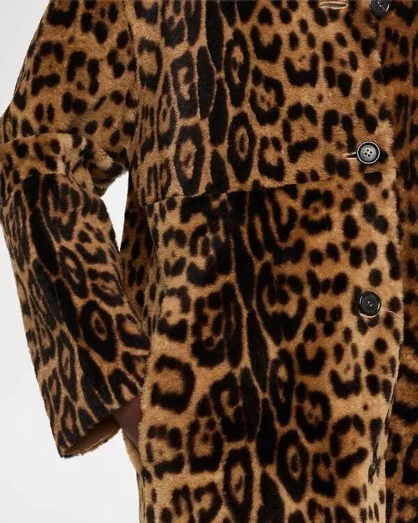 NILI LOTAN Davelle -print Lamb Shearling Coat