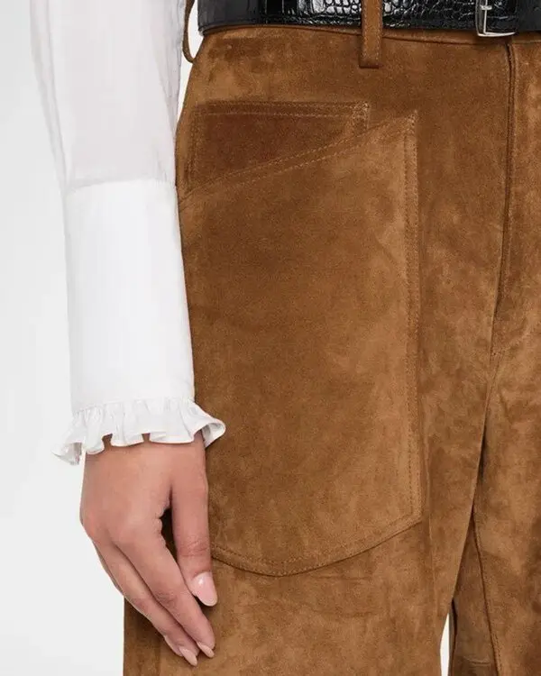 NILI LOTAN Shon Barrel-leg Suede Pants - Martora