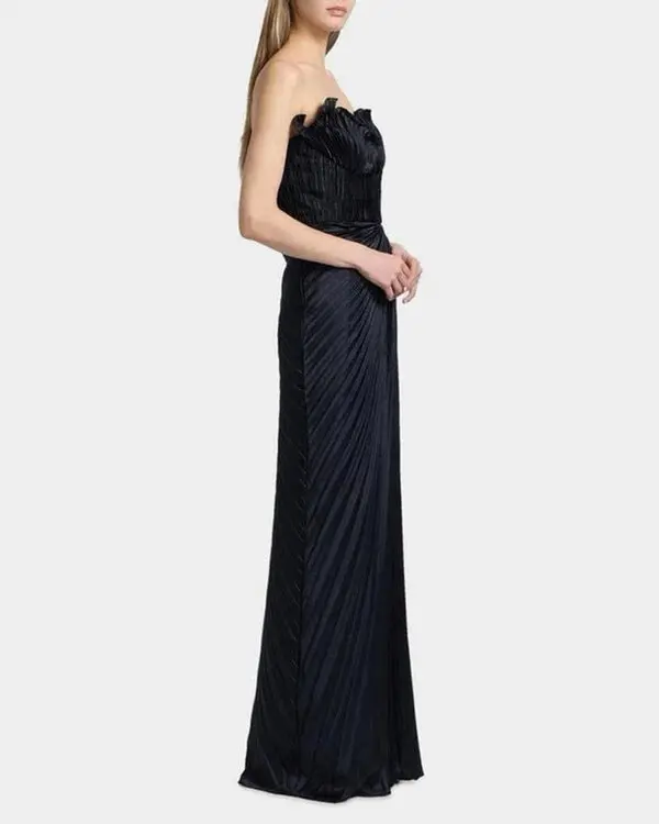 AMUR Kaylani Pleated Gown - Navy