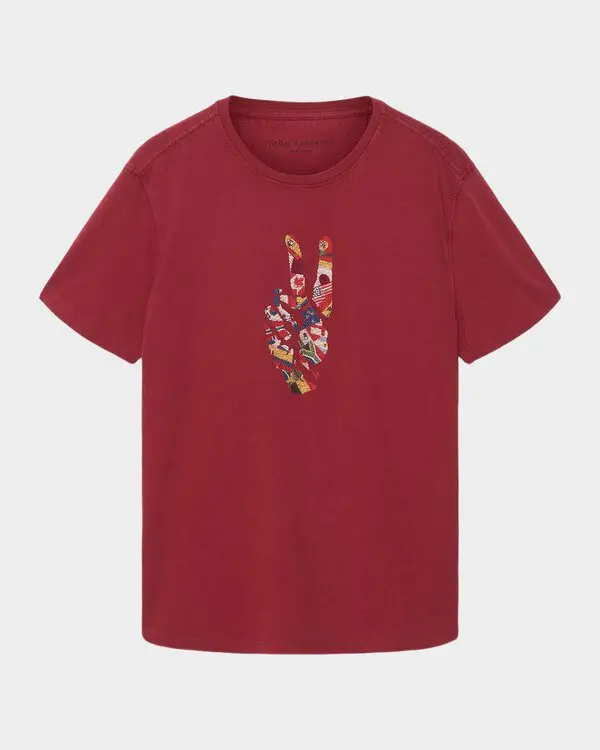John Varvatos Apos;s Peace Sign Crewneck T-shirt - Cranberry