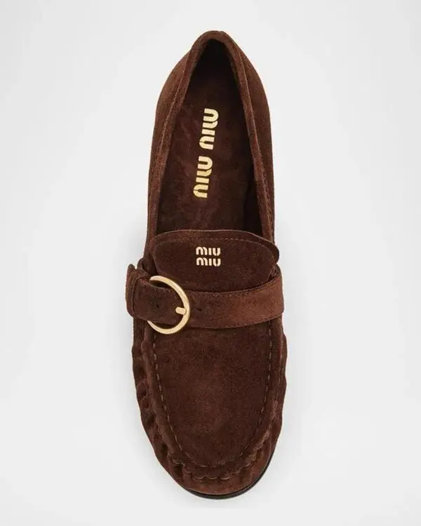 Miu Miu 45mm Suede Buckle Loafers