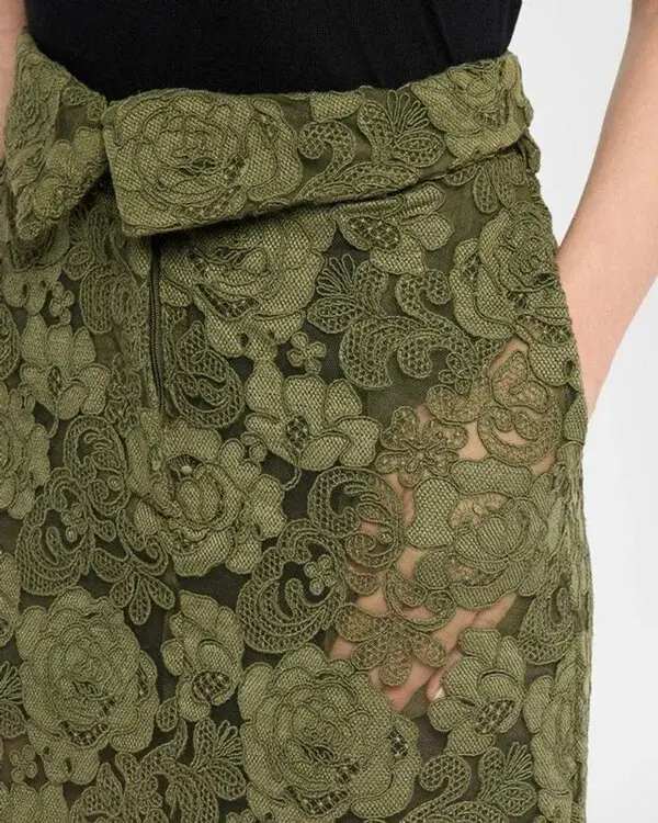 Simone Rocha Peeling Waist Lace Midi Skirt
