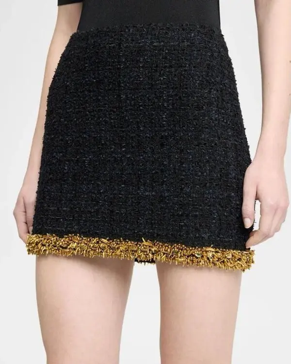 Balmain Embellished Metallic Tweed Mini Skirt - Noir